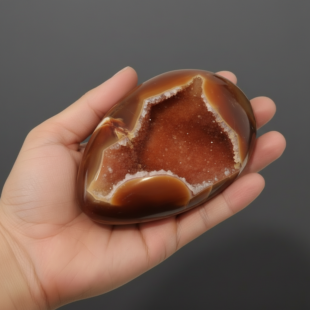 Carnelian Geode Red Druzy Quartz Egg Cluster 4 Inch — Satin Crystals