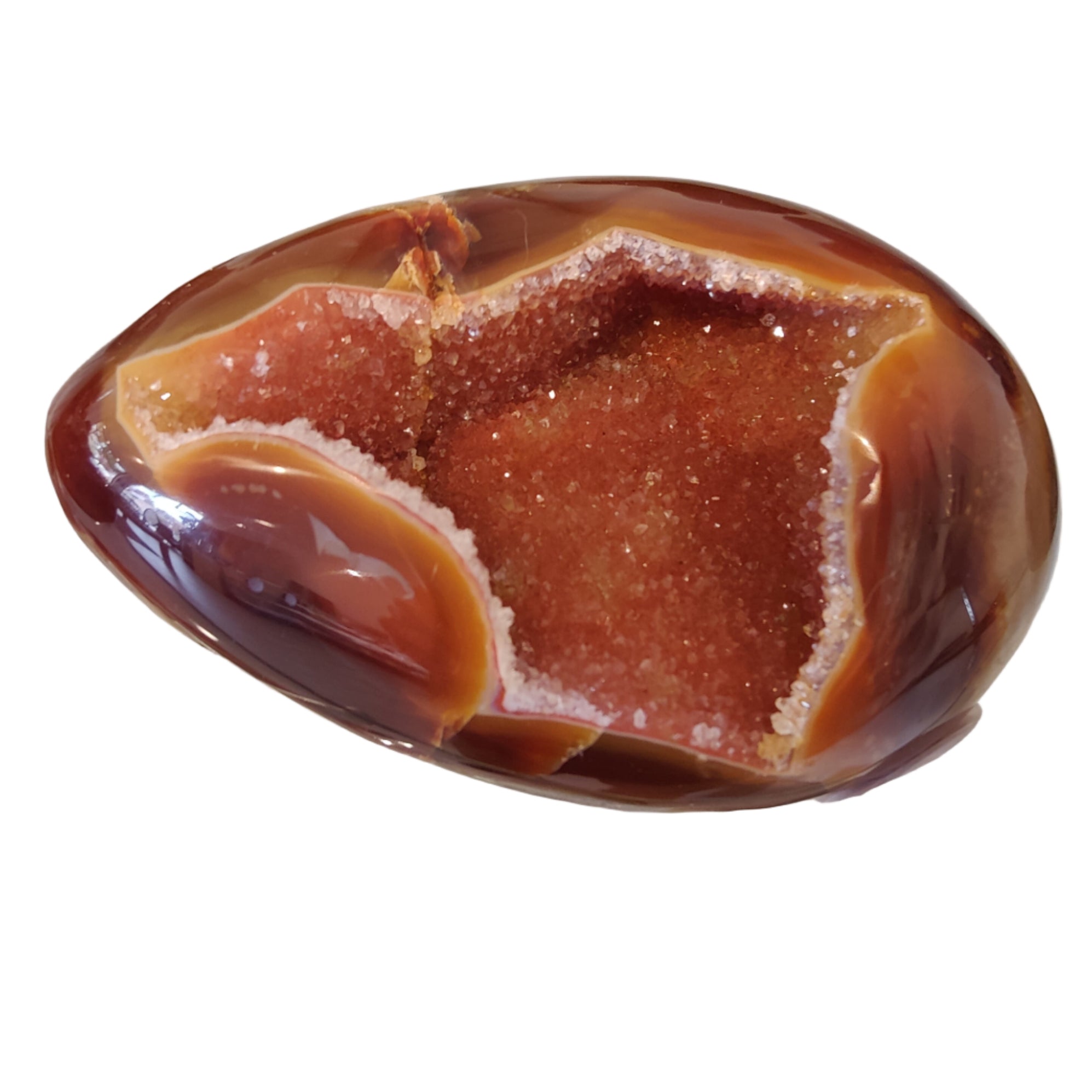 Carnelian Geode Red Druzy Quartz Egg Cluster 4 Inch — Satin Crystals