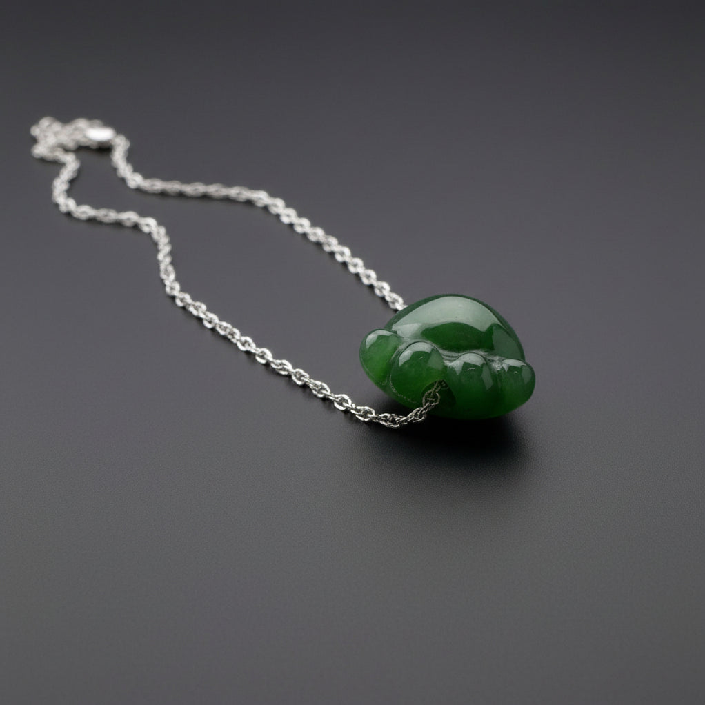 Jade Pendant Cat Paw Walk of Wisdom Nephrite Charm — Satin Crystals