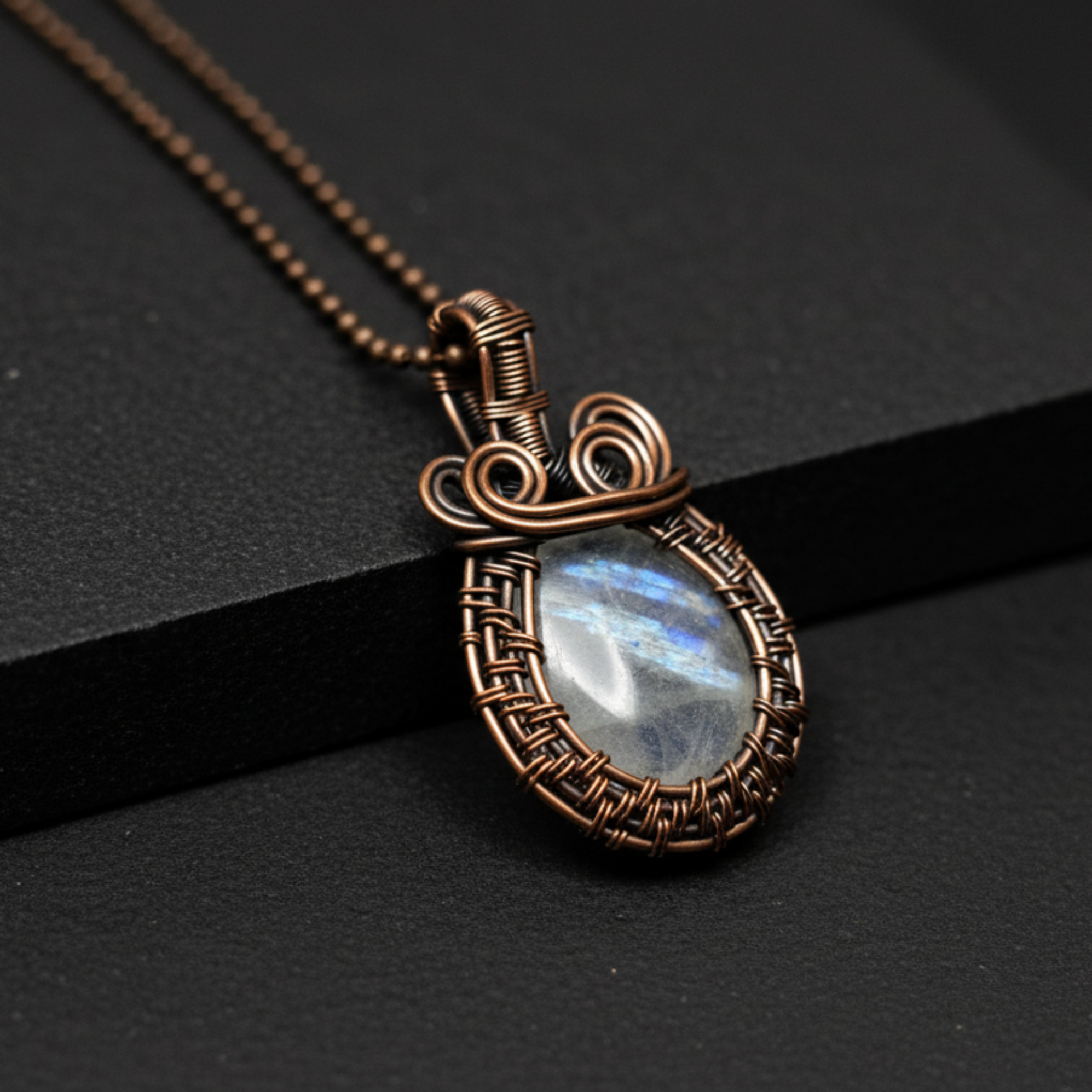 Rainbow Moonstone Necklace Find your Glow Copper — Satin Crystals