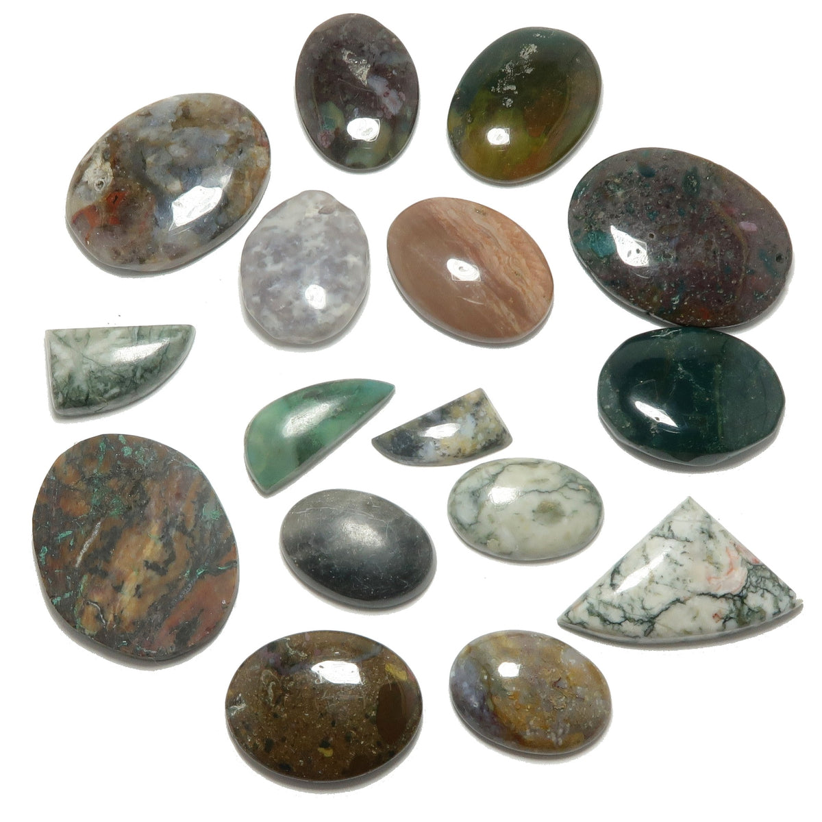 Jasper Grid Crystal Bundle Agate Cabochon Set of 16 — Satin Crystals